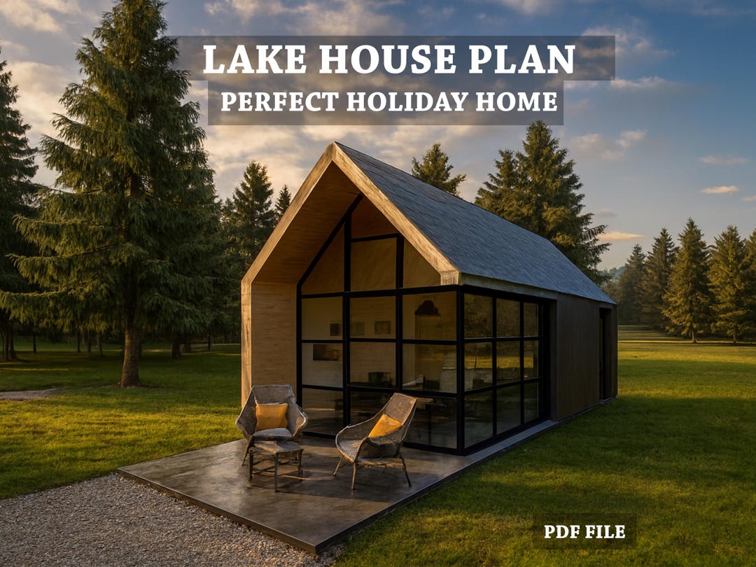 Modern Lakeside Cabin Blueprint | Cozy Nature Retreat Design | Small ...