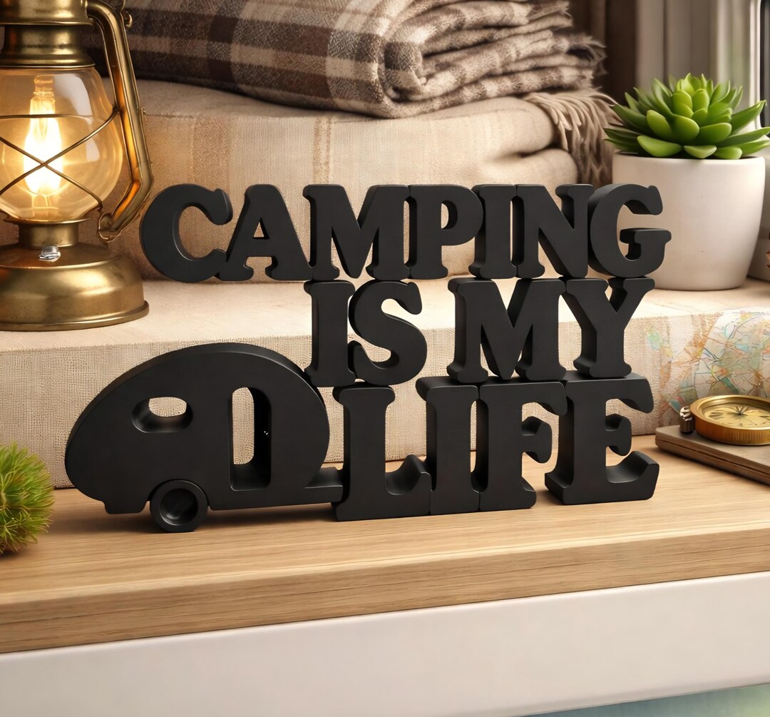 Decorative Lettering "camping" | Caravan Design | Matte Black - Etsy