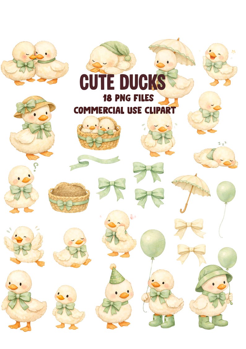 Adorable Pastel Baby Ducks – Watercolor Clipart PNG for Nursery & Kids ...