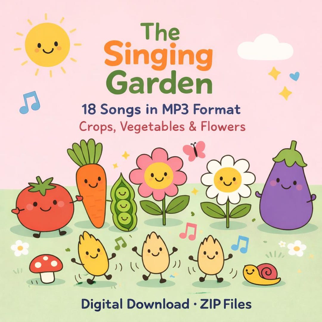 The Singing Garden : 18 MP3 Kids Songs, Digital Download Zip , Crops ...