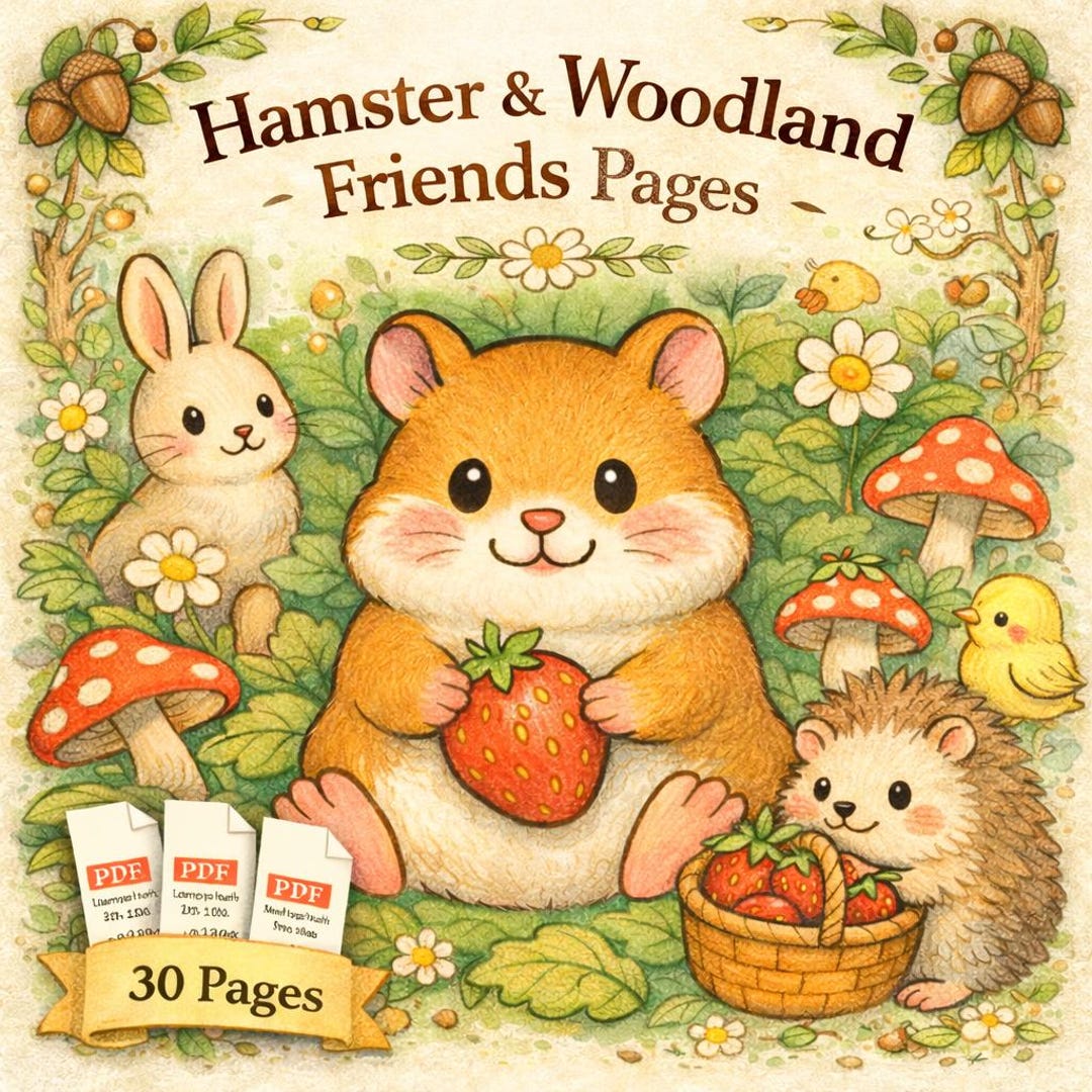 Cute Woodland Friends Coloring Pages (digital Download) - Etsy