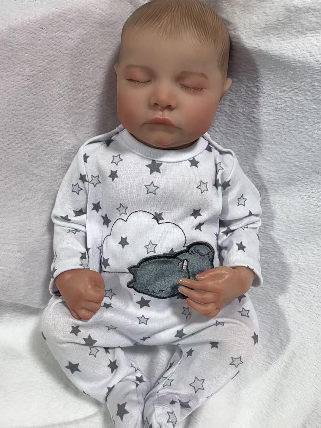 17" Lifelike Reborn Baby Sleeping Boy Vinyl Newborn Weighted Realistic ...