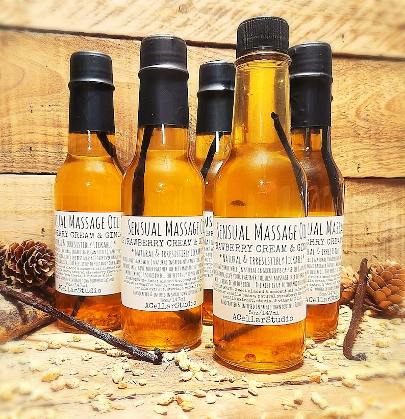 Sensual Message Oil, STRAWBERRY CREAM & GINGER, Natural Couples Massage ...