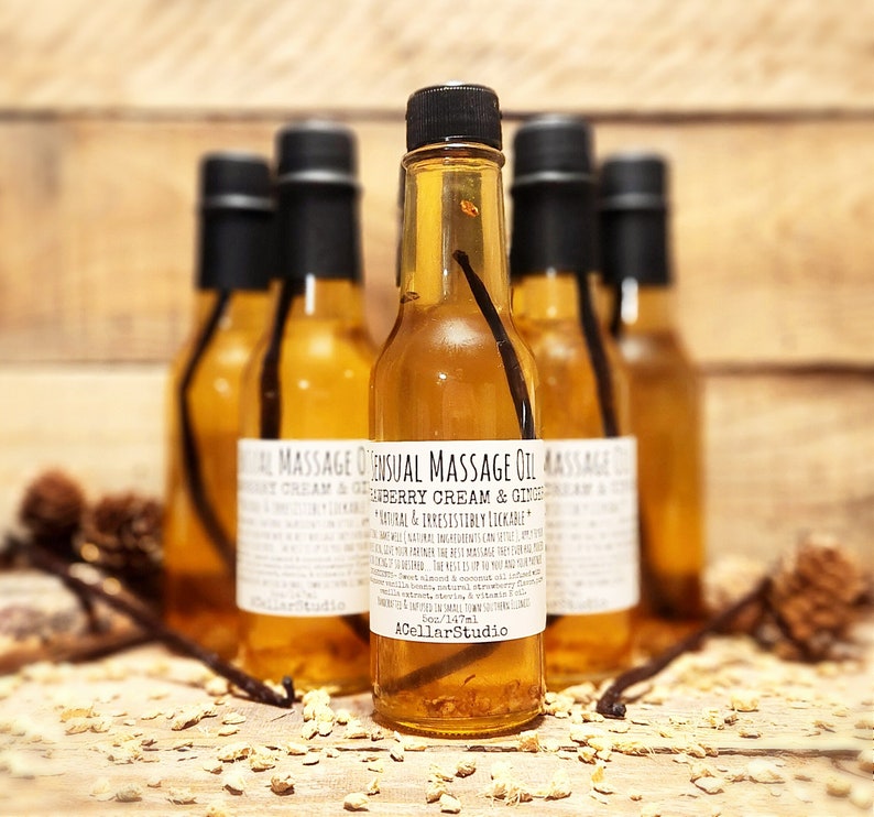 Sensual Message Oil, STRAWBERRY CREAM & GINGER, Natural Couples Massage ...