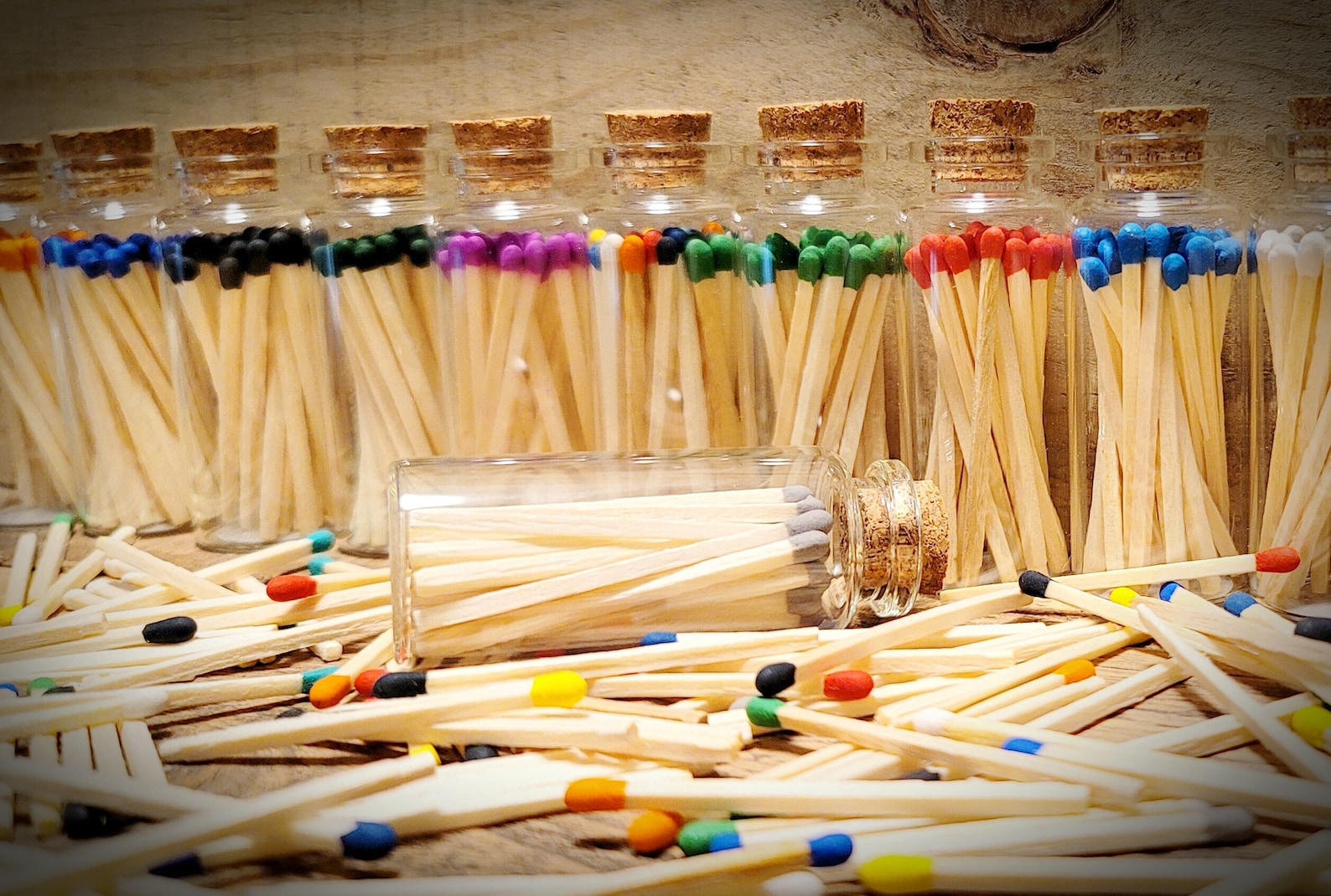 Bottled Matches-colored Tip Matches-glass Apothecary Jar With Cork ...