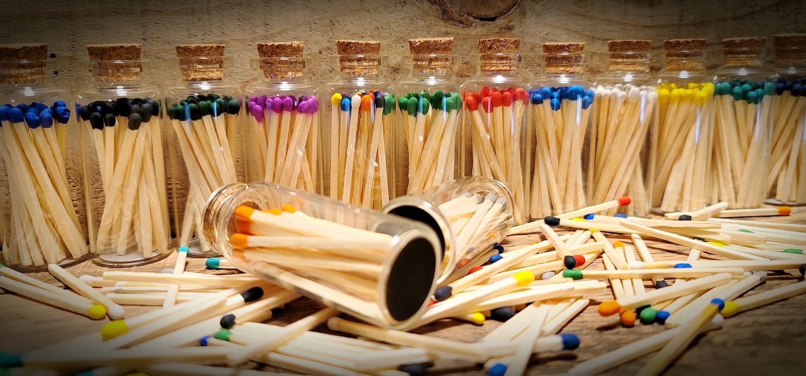 Bottled Matches-colored Tip Matches-glass Apothecary Jar With Cork ...