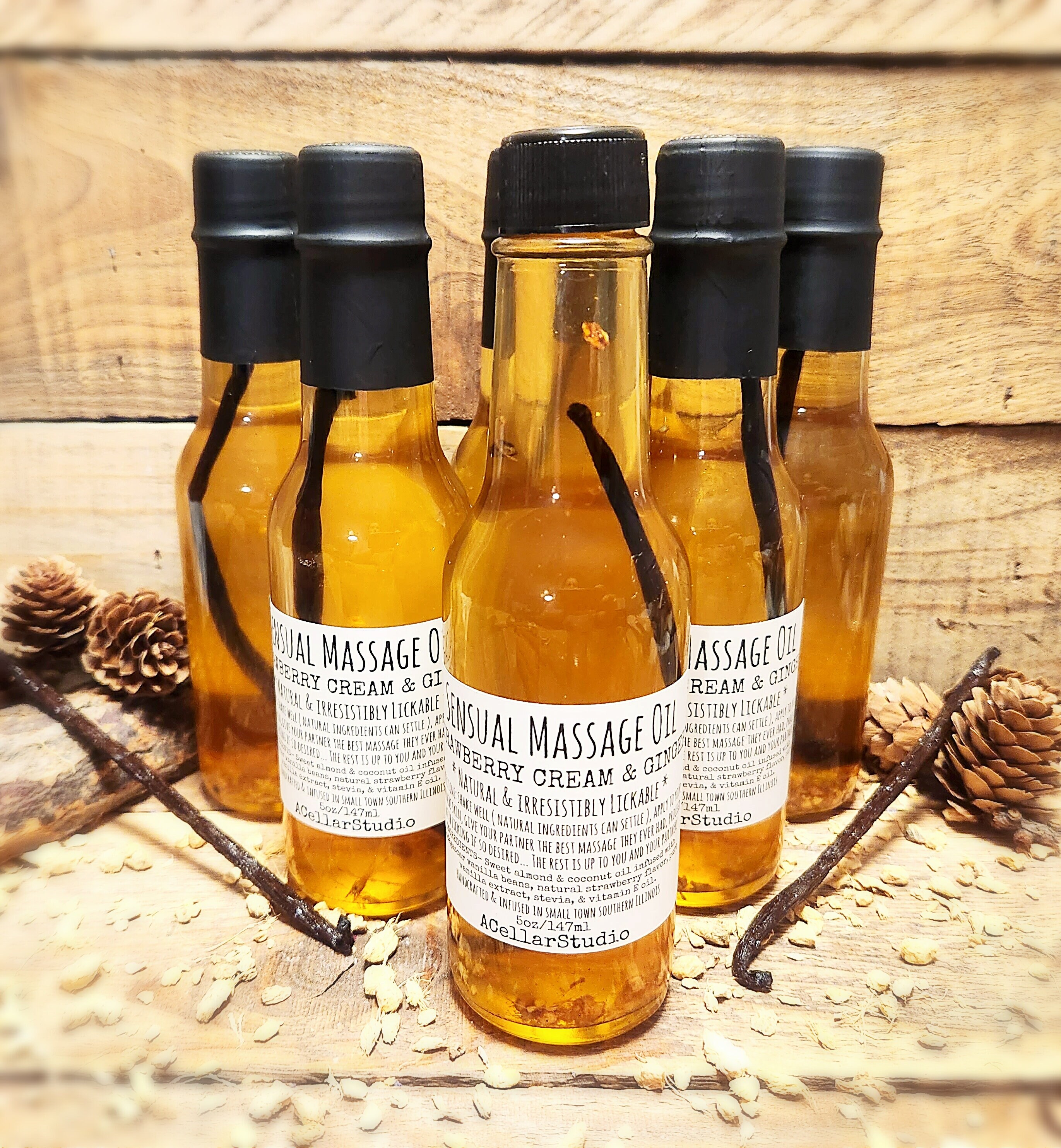 Sensual Message Oil, STRAWBERRY CREAM & GINGER, Natural Couples Massage ...