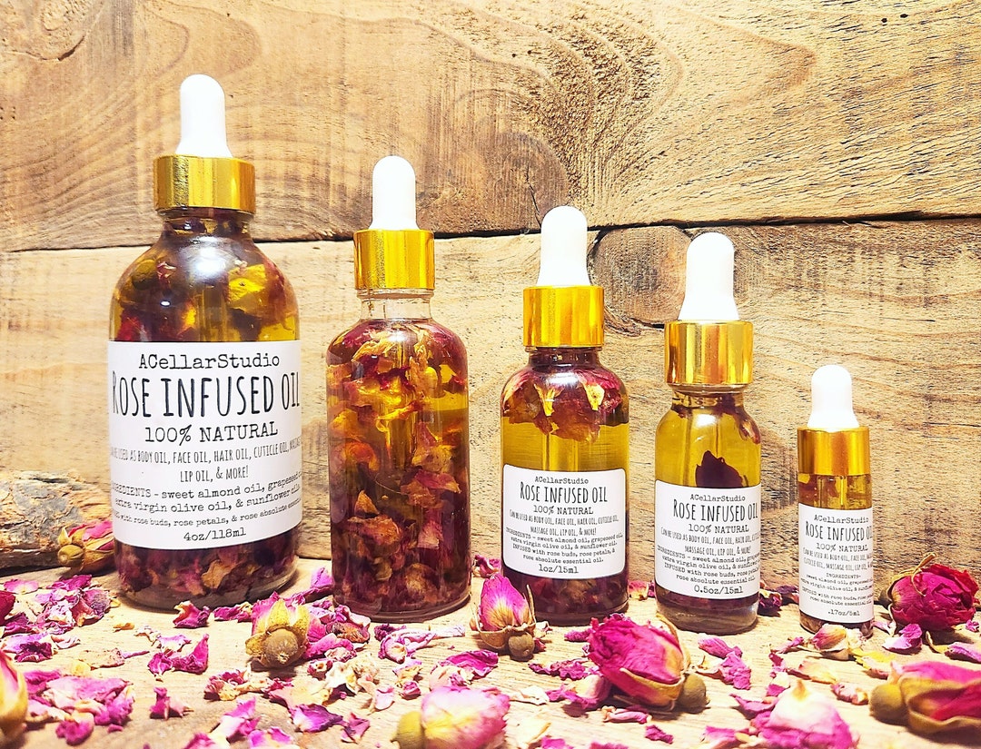 Rose Infused Oil, Face Oil, Natural Body Oil, Massage Oil, Cuticle Oil ...