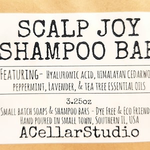 SCALP JOY - Shampoo Bar With Hyaluronic Acid- Dye Free & Eco Friendly ...