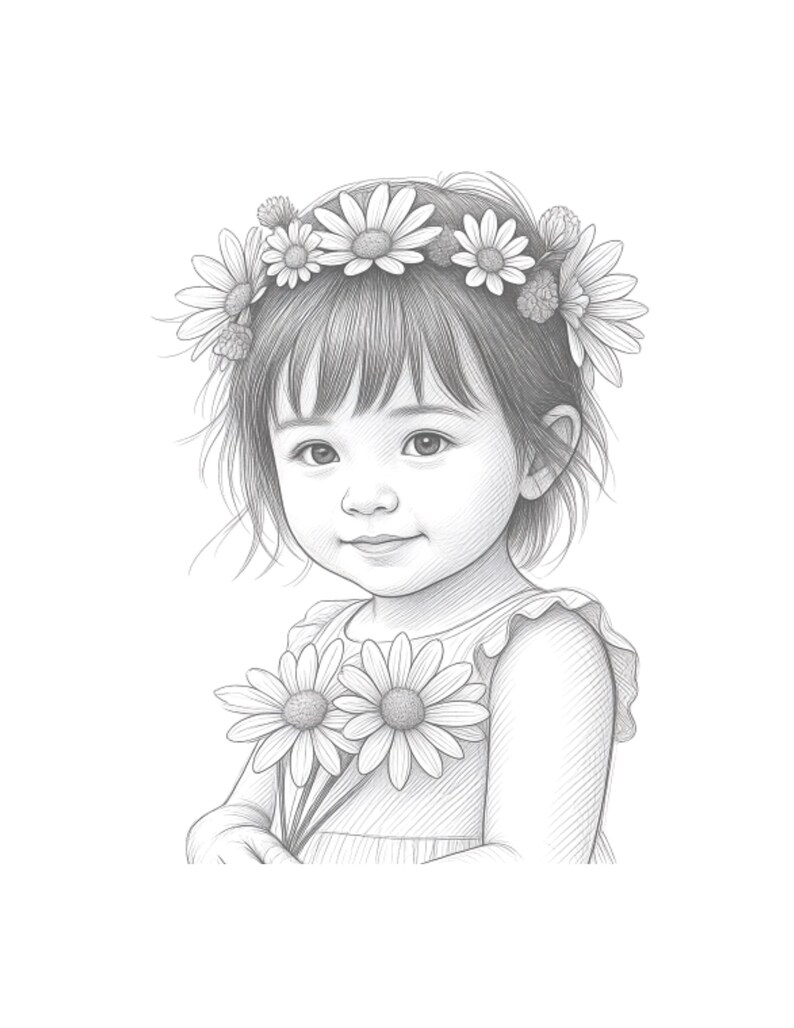 Spring Flower Girl Coloring 33 Pages Printable Book for Kids and Adults ...