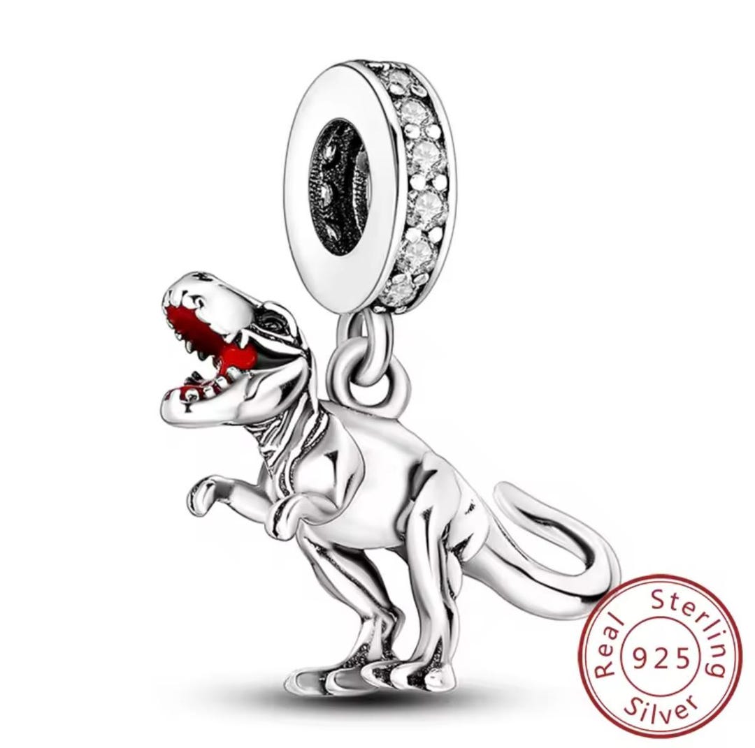 T-rex Dinosaur Charm, Fits European Bracelet, Genuine 925 Sterling ...