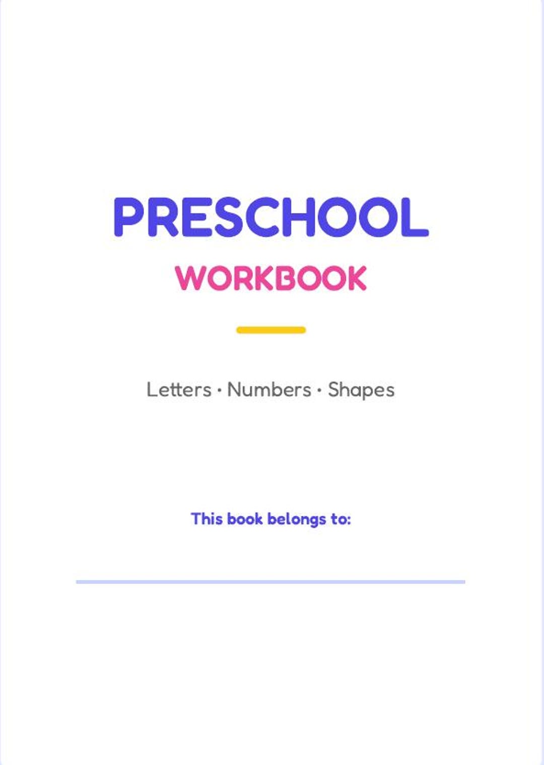 Preschool Workbook Printable Tracing Letters Numbers Shapes Handwriting ...