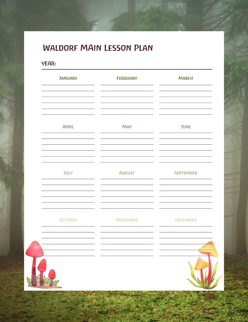 Waldorf Yearly Main Lesson Planning Sheet PRINTABLE - Etsy