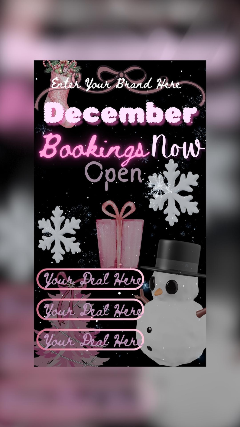 Digital Flyer Template, December Bookings Now Open. for Hair, Nails ...