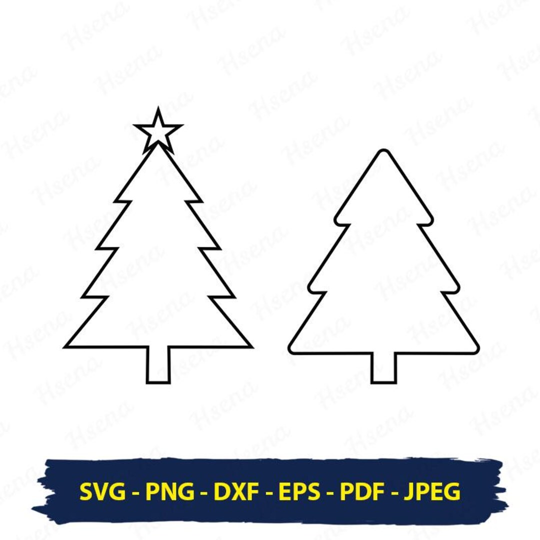 Two Simple Christmas Tree Outline Svg, Rounded Tree Png, Cricut File ...