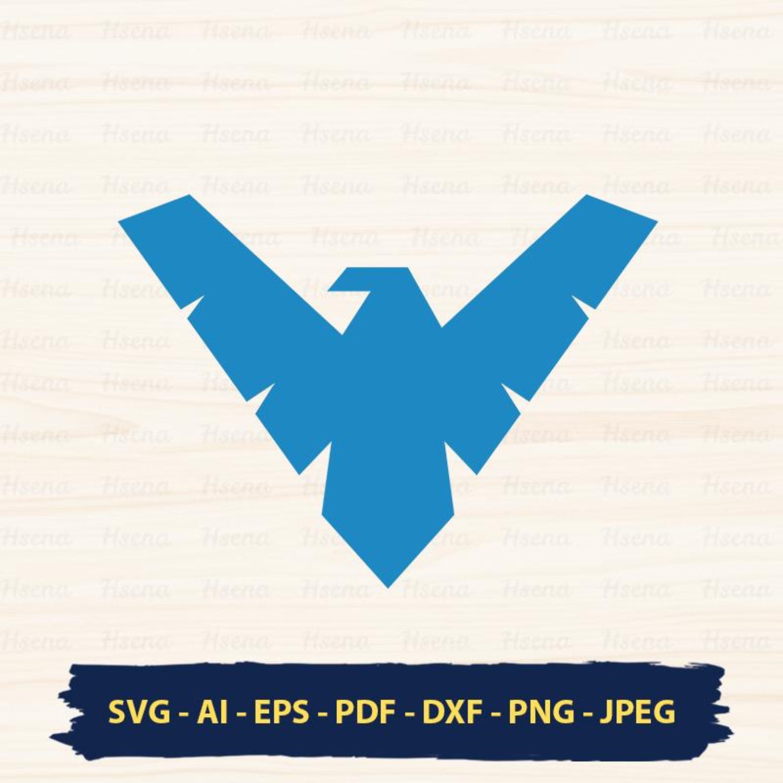 Nightwing Svg File, Nightwing Bird Png, Blue Wing Hero Emblem Svg ...