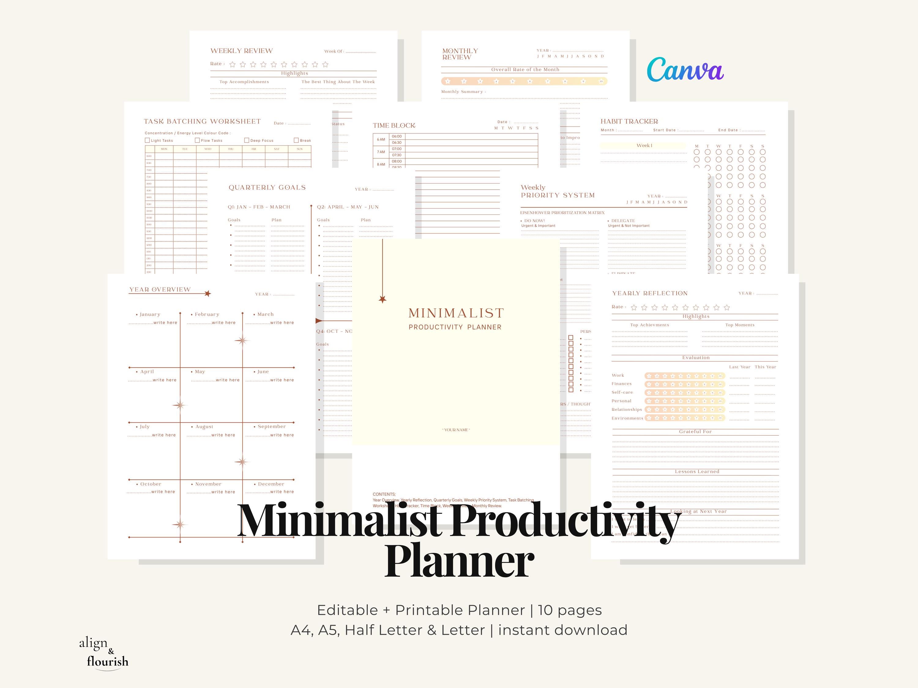 Productivity Planner Bundle – Daily, Weekly, Monthly Organizer | Goal ...