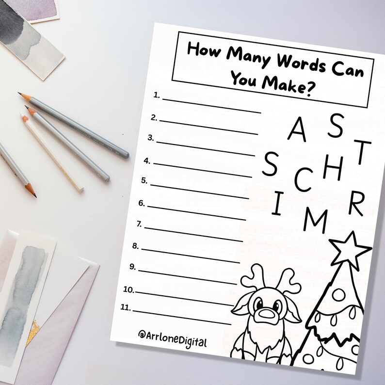 3 Printable Christmas Word Scramble Worksheet Holiday Word Game Office ...