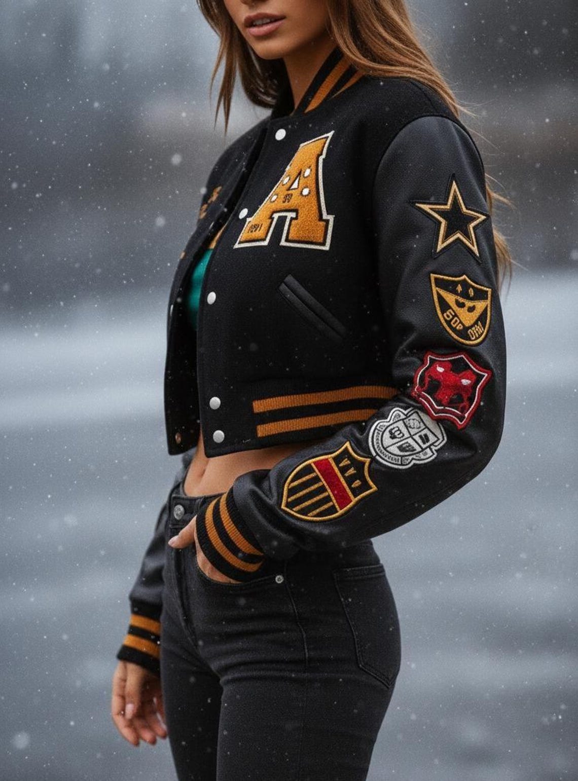 Custom Style Varsity Letter Jacket – Modern Crop Fit, Embroidered ...
