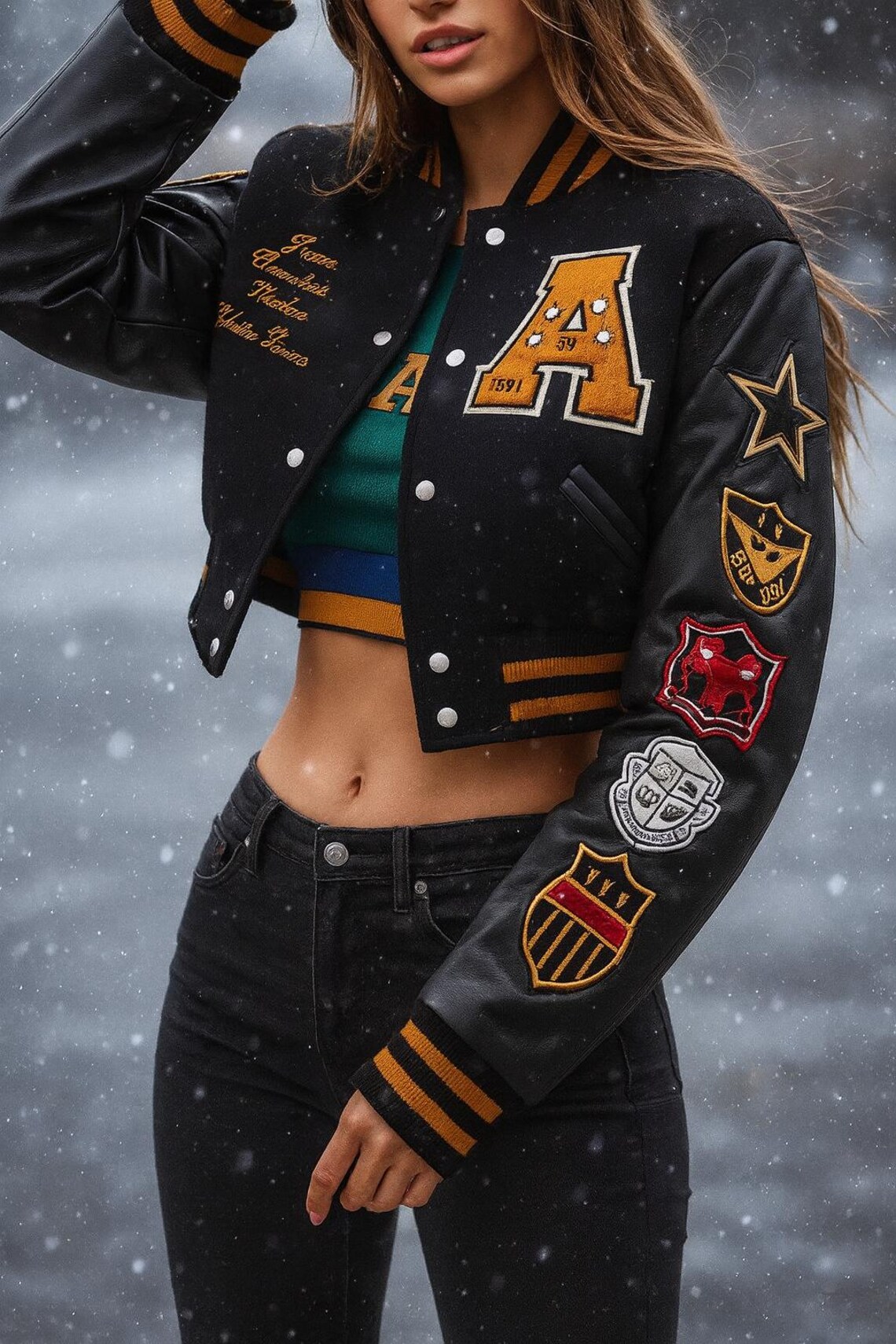 Custom Style Varsity Letter Jacket – Modern Crop Fit, Embroidered ...
