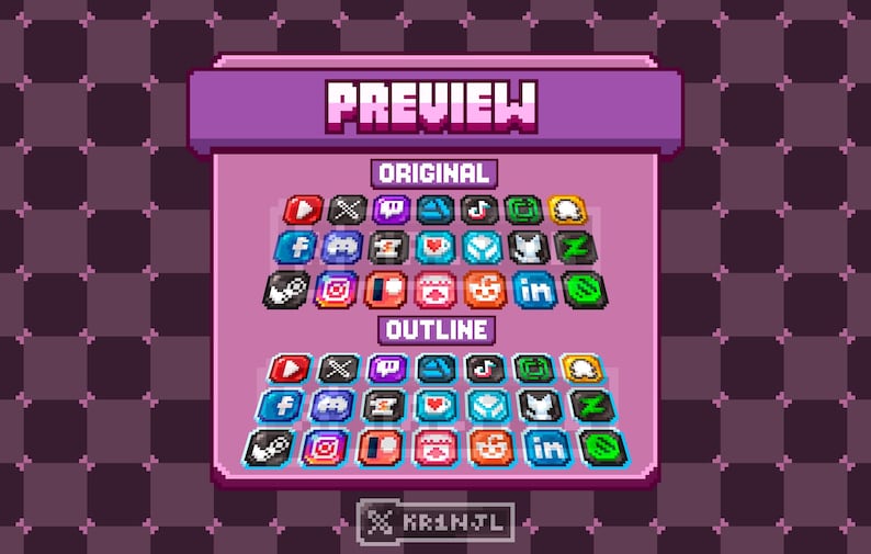 Pixel Social Media 21 Icons Pixelart Sprites PNG, ICO Format - Etsy