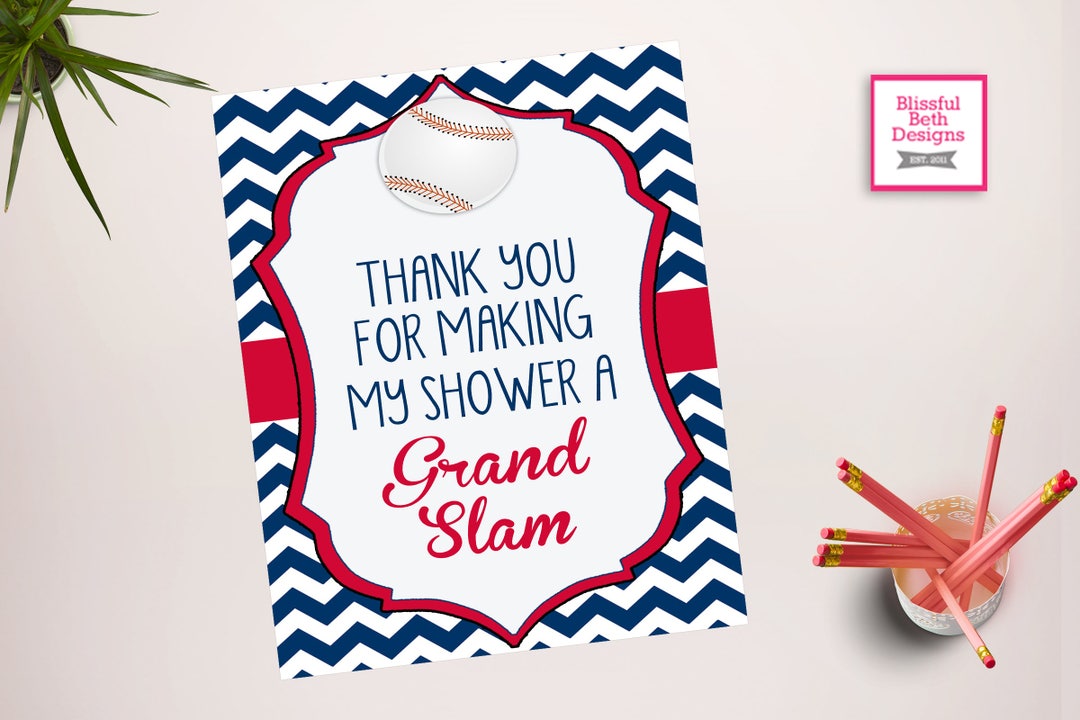 Grand Slam Sign - Thank You Baseball Sign -baseball Baby Shower ...