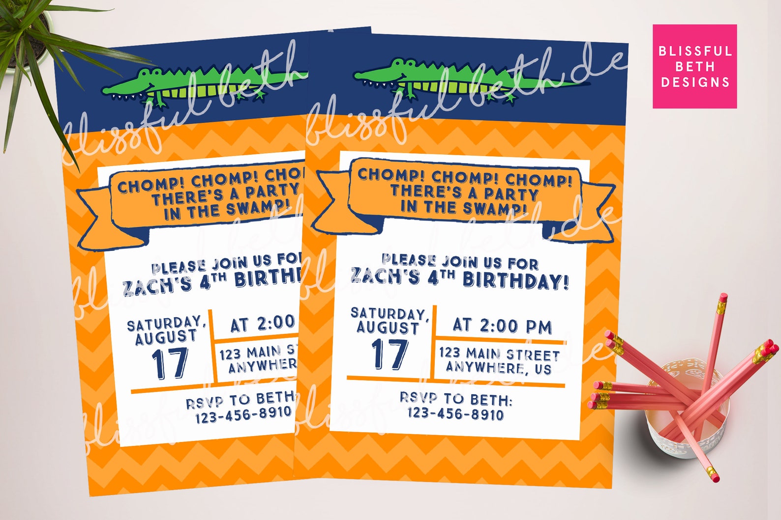 Gator Birthday Invite Gator Birthday Invitation Florida - Etsy