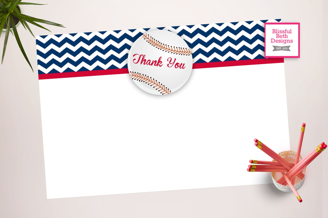 BASEBALL THANK YOU Baseball Printable Thank You Notes Instant - Etsy