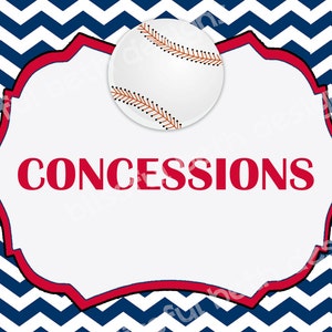 Concessions Sign - Baseball Concessions Sign - Baseball Birthday ...