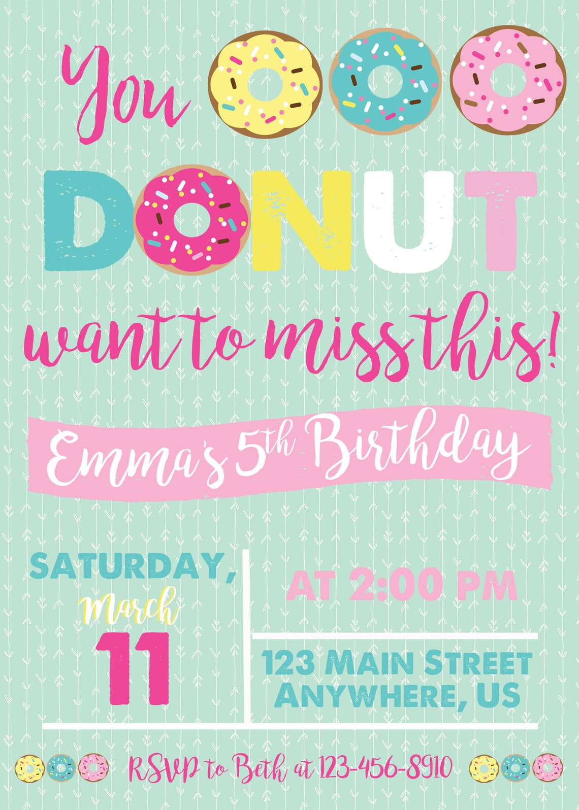 DONUT BIRTHDAY INVITATION Donut Miss This Donut Invitation - Etsy