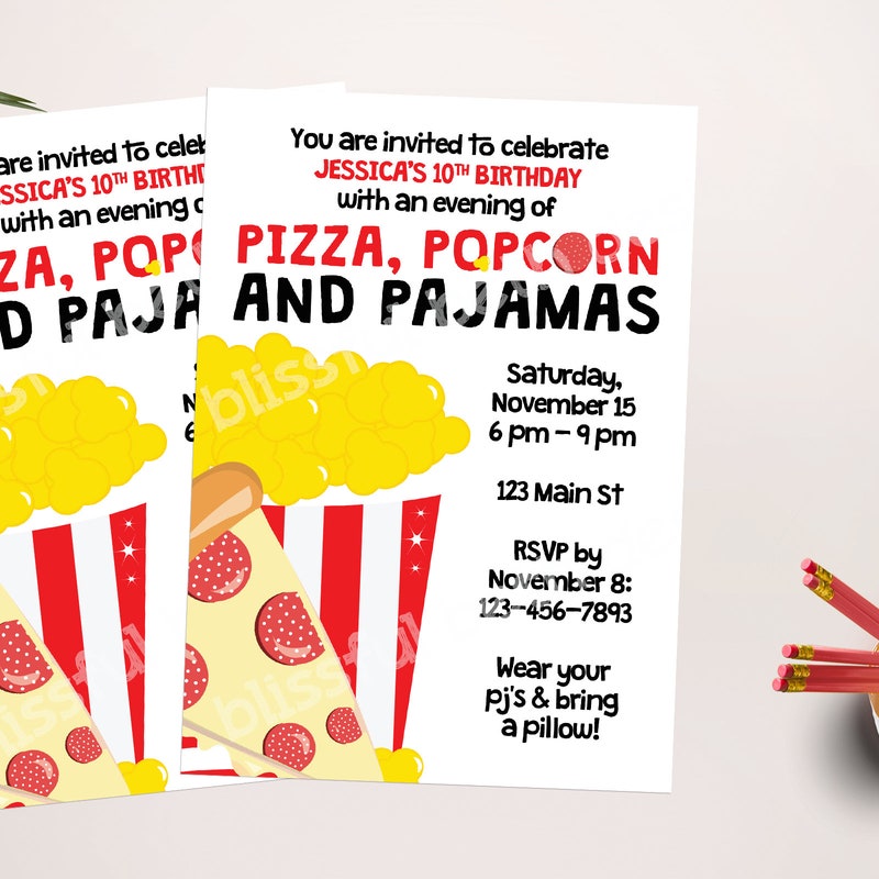 Popcorn Invitation - Etsy