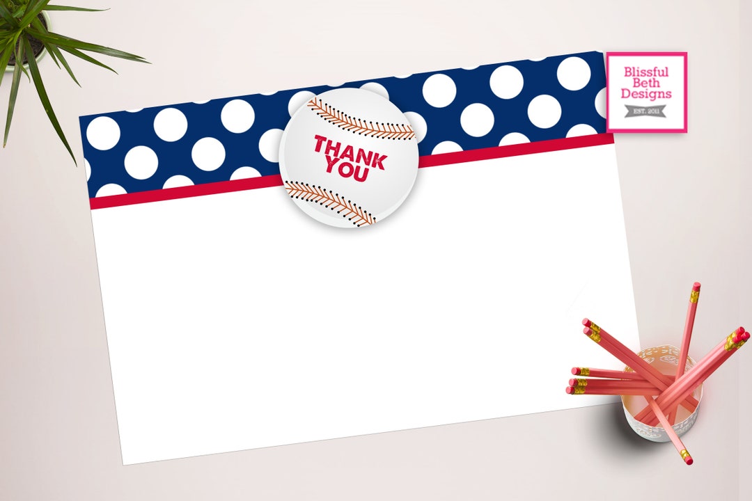 BASEBALL THANK YOU Baseball Printable Thank You Notes, Instant Download ...