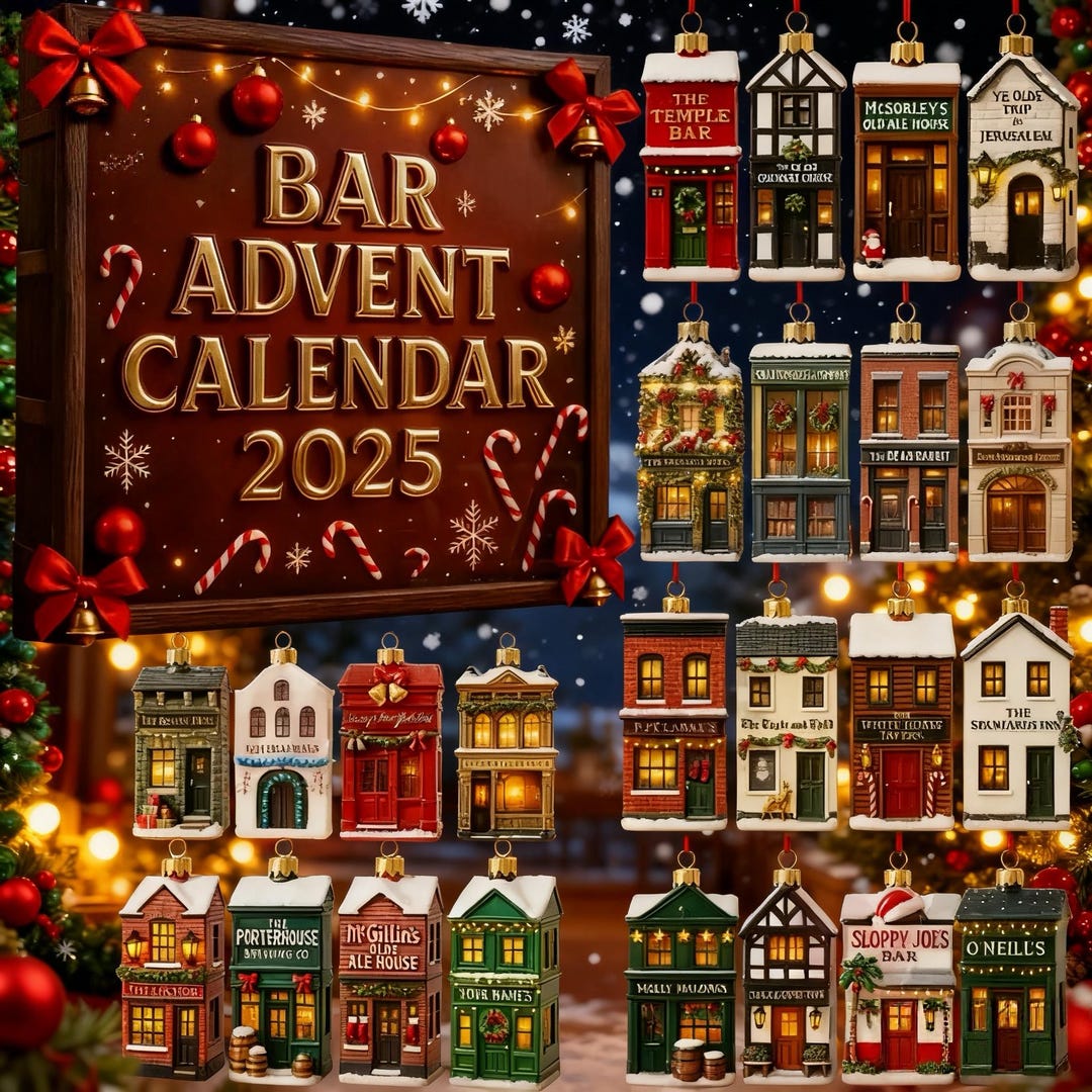 2025 Bar Advent Calendar • 24 Mini Pub Ornaments • Vintage Tavern Decor ...