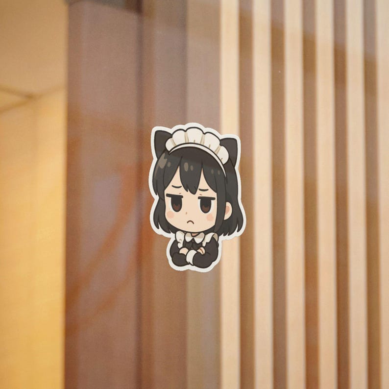 Cute Mini Maid Character | Pouting Face | Die-cut Sticker | DTF Vinyl ...