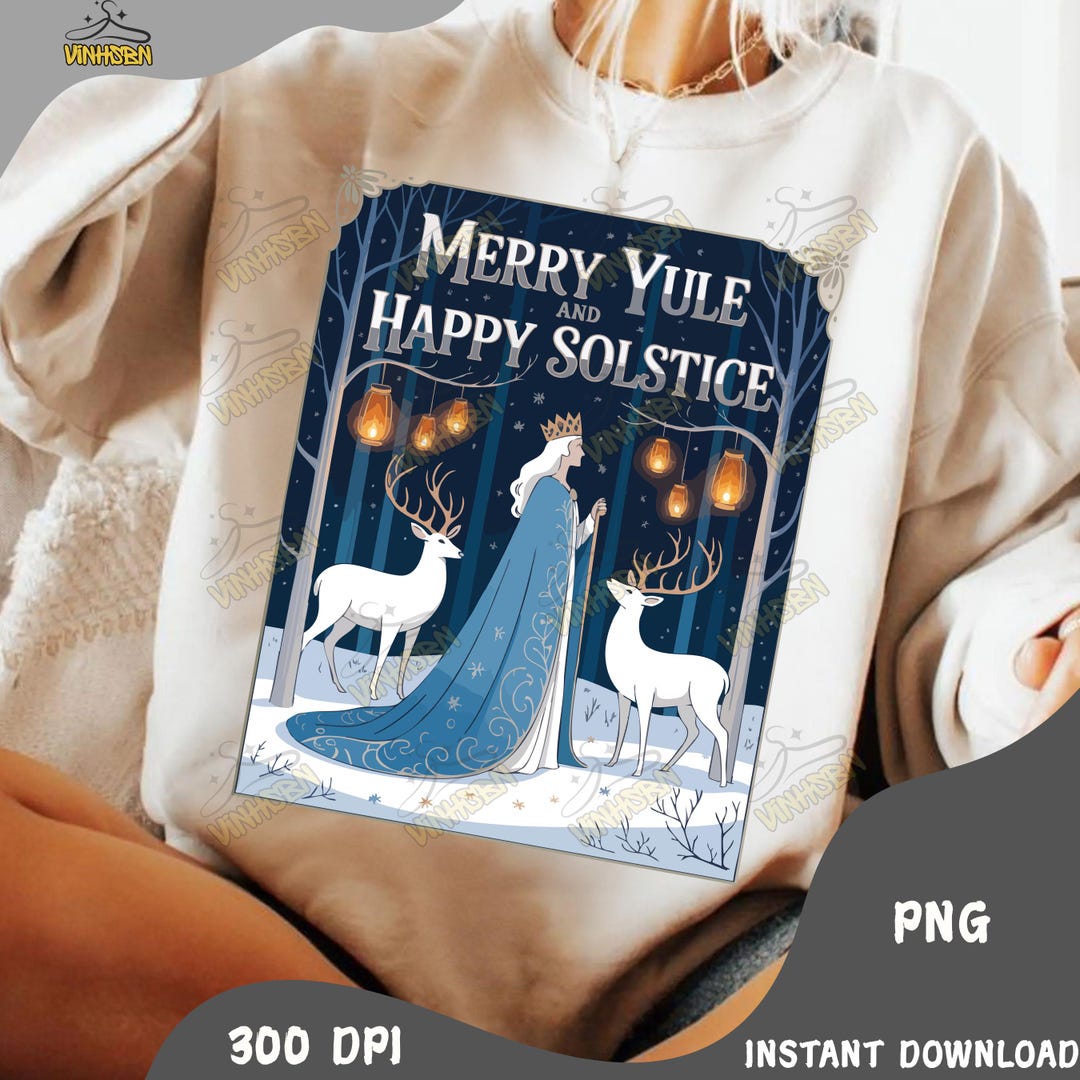 Merry Yule and Happy Solstice PNG, Pagan Winter Celebration PNG, Witchy ...