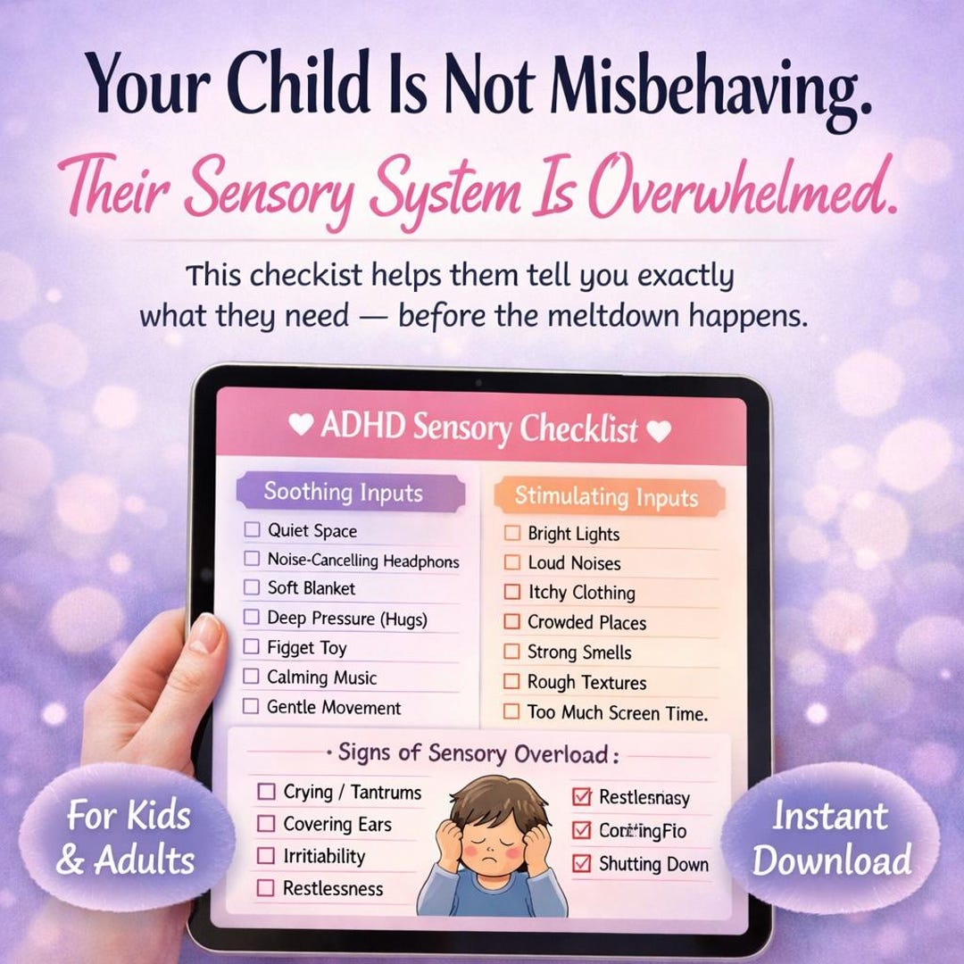 ADHD Sensory Checklist PDF, Autism Sensory Processing Disorder Tool ...