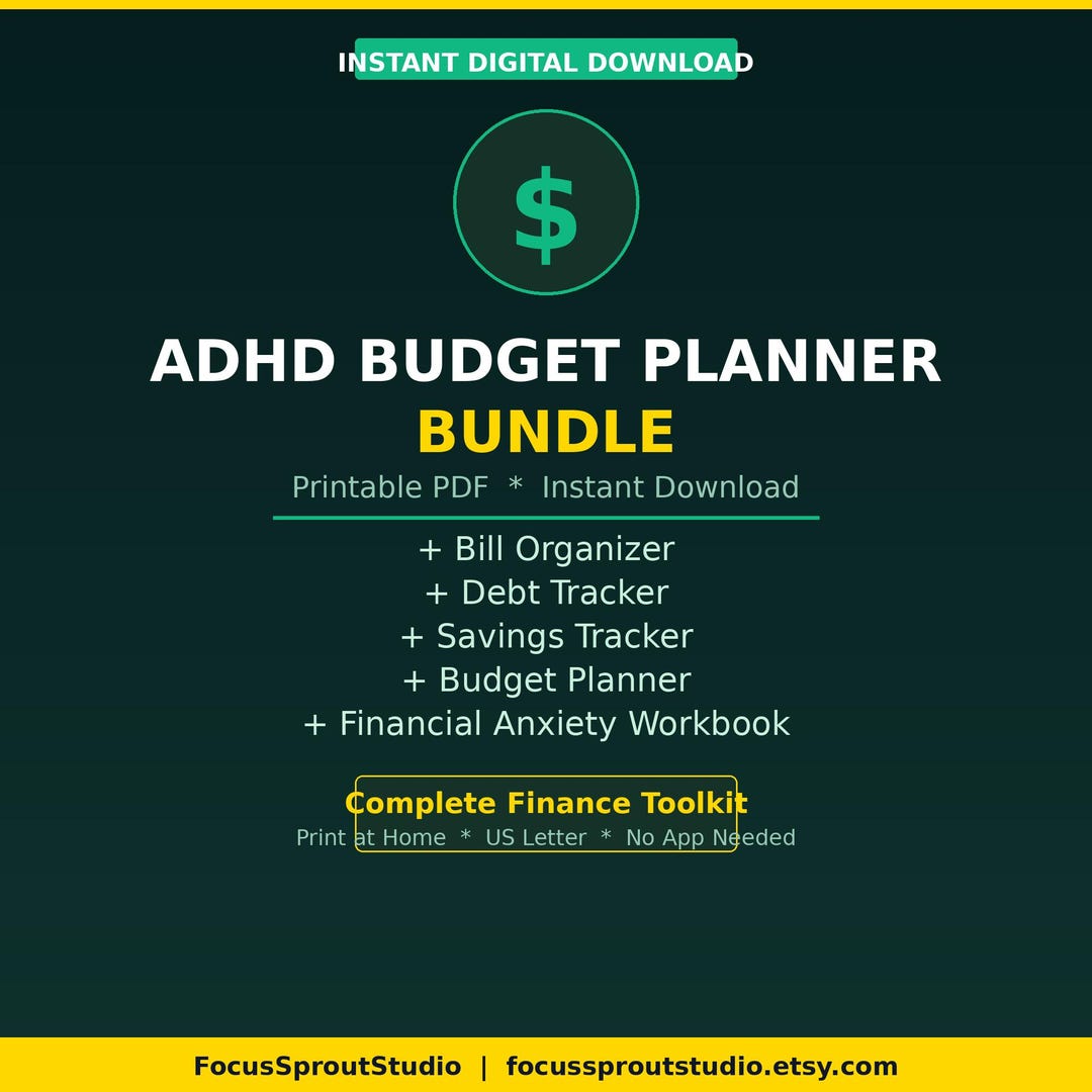 ADHD Budget Planner Printable PDF | Neurodivergent Money Manager Bill ...