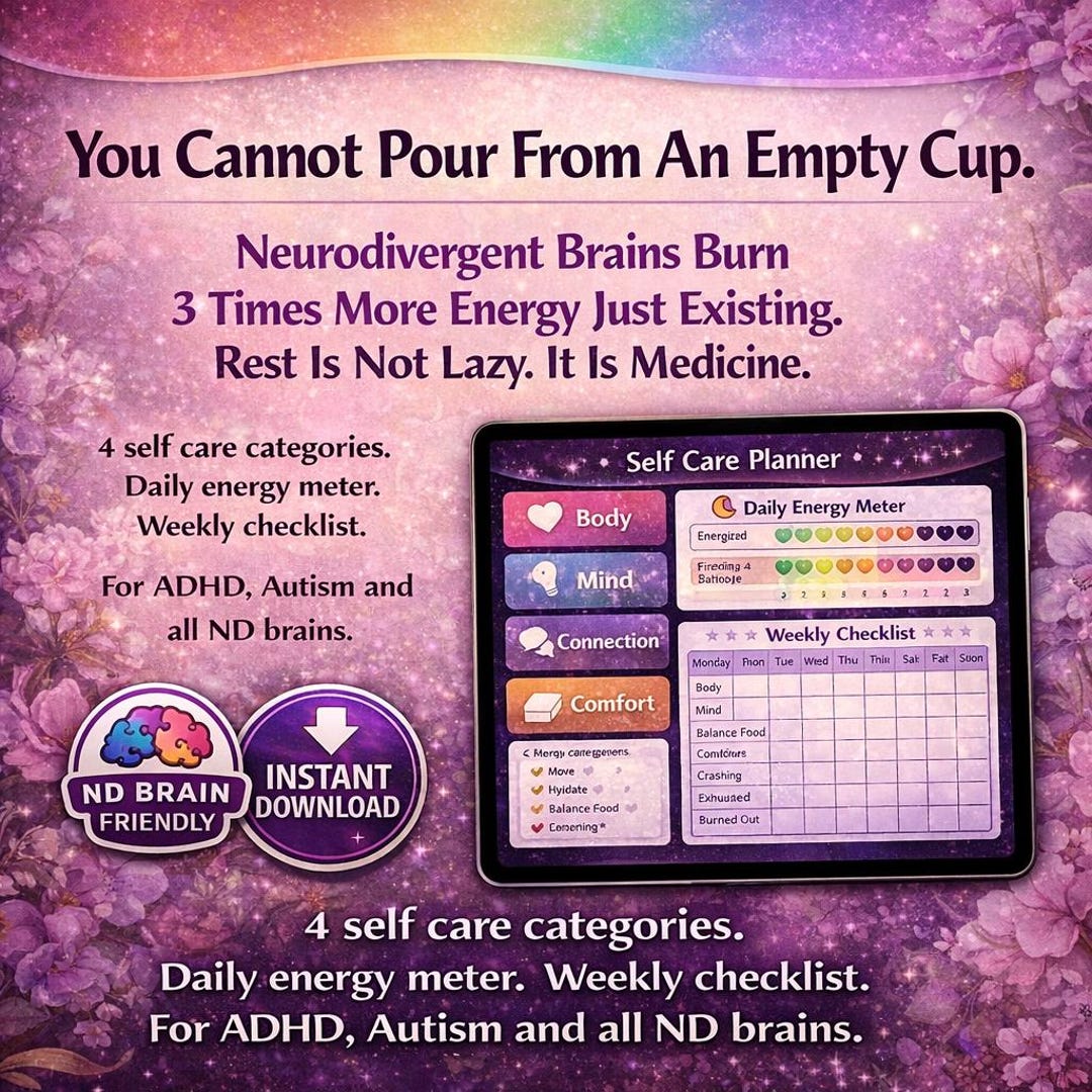 Neurodivergent Self Care Planner PDF, ADHD & Autism Sensory Recharge ...