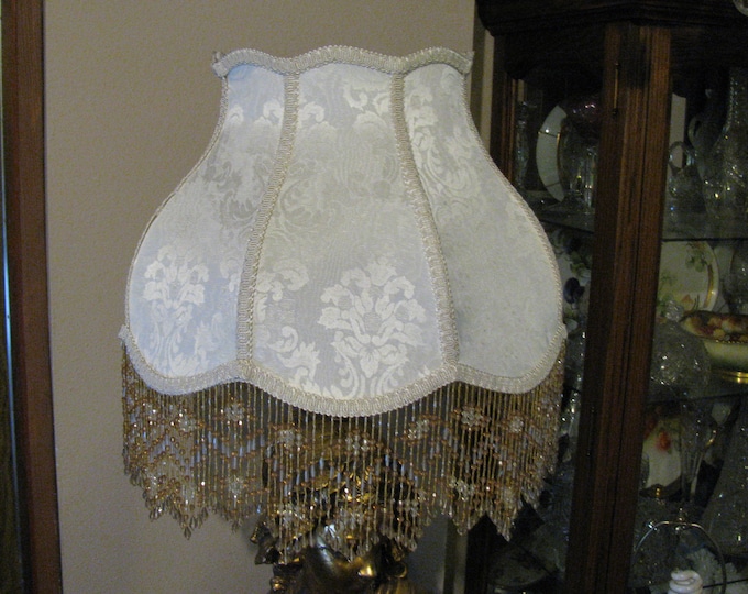 Victorian French Large Lamp Shade "ivory" Bead Fringe Nice! - Etsy