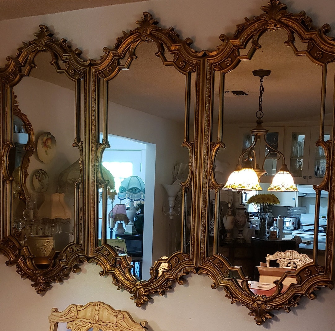 No Shipping!!! Large French Rococo MCM Hollywood Regency Triple Gold ...
