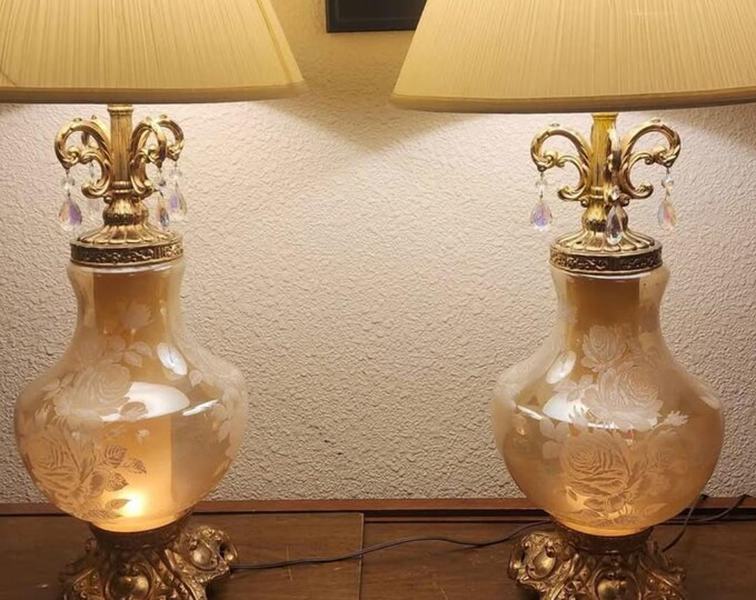 Beautiful Medium Mid Century/ Hollywood Regency Falkenstein Gold Rose ...