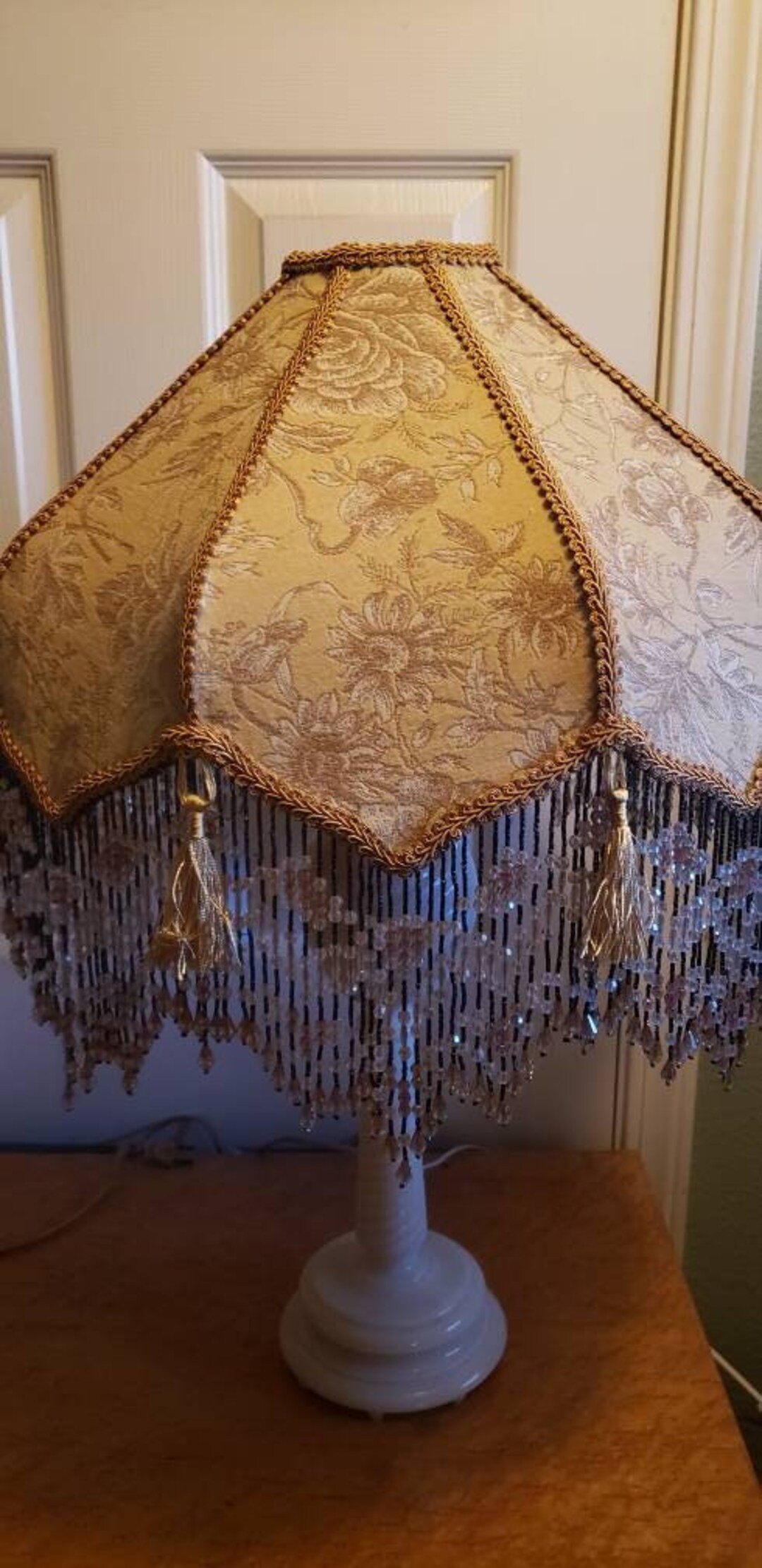 French Victorian Gold Toile Lotus Shade With Bead Fringe Look!! - Etsy