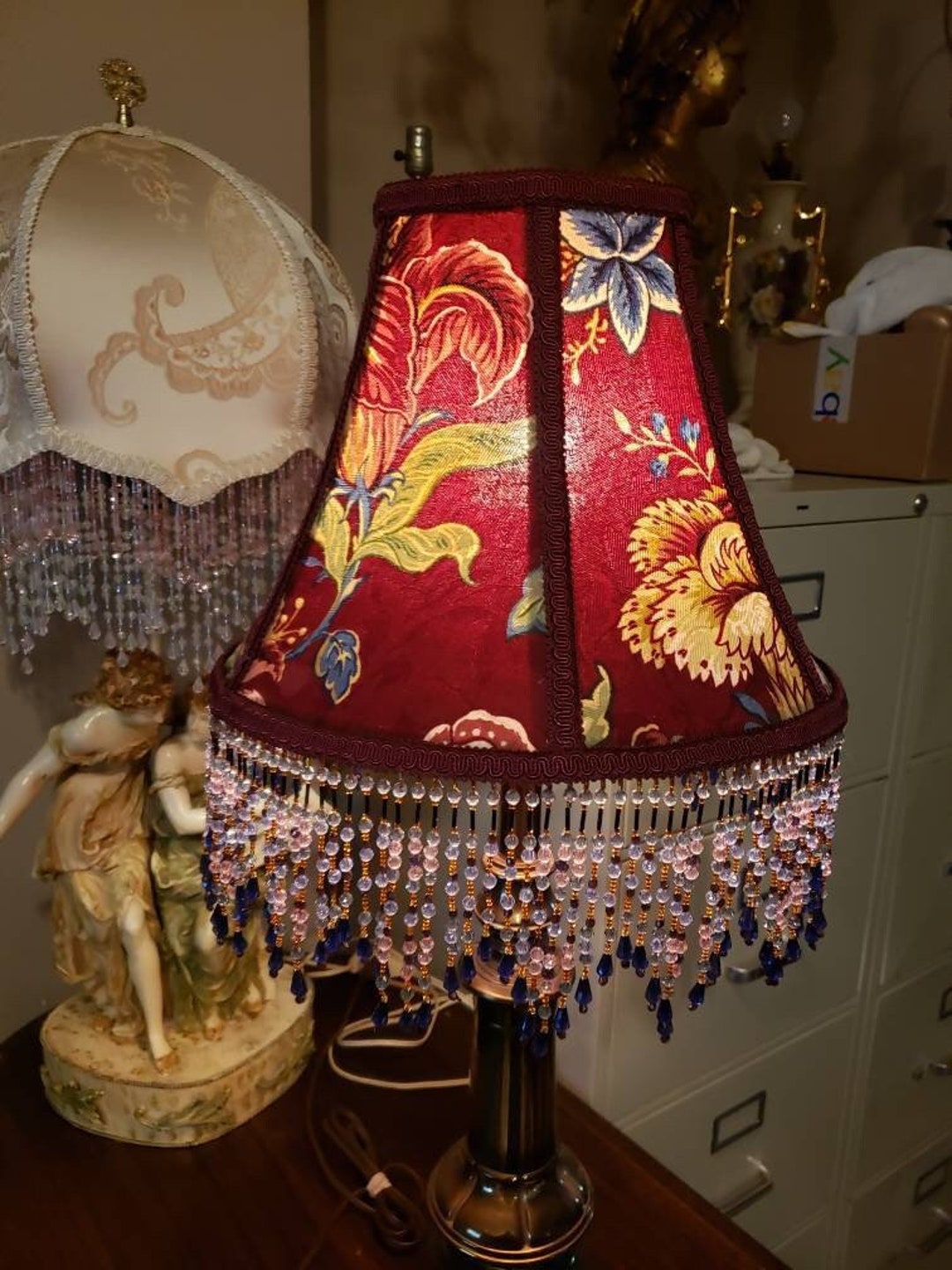 Victorian French Large Lamp Shade "montague" Bead Fringe Nice!! - Etsy