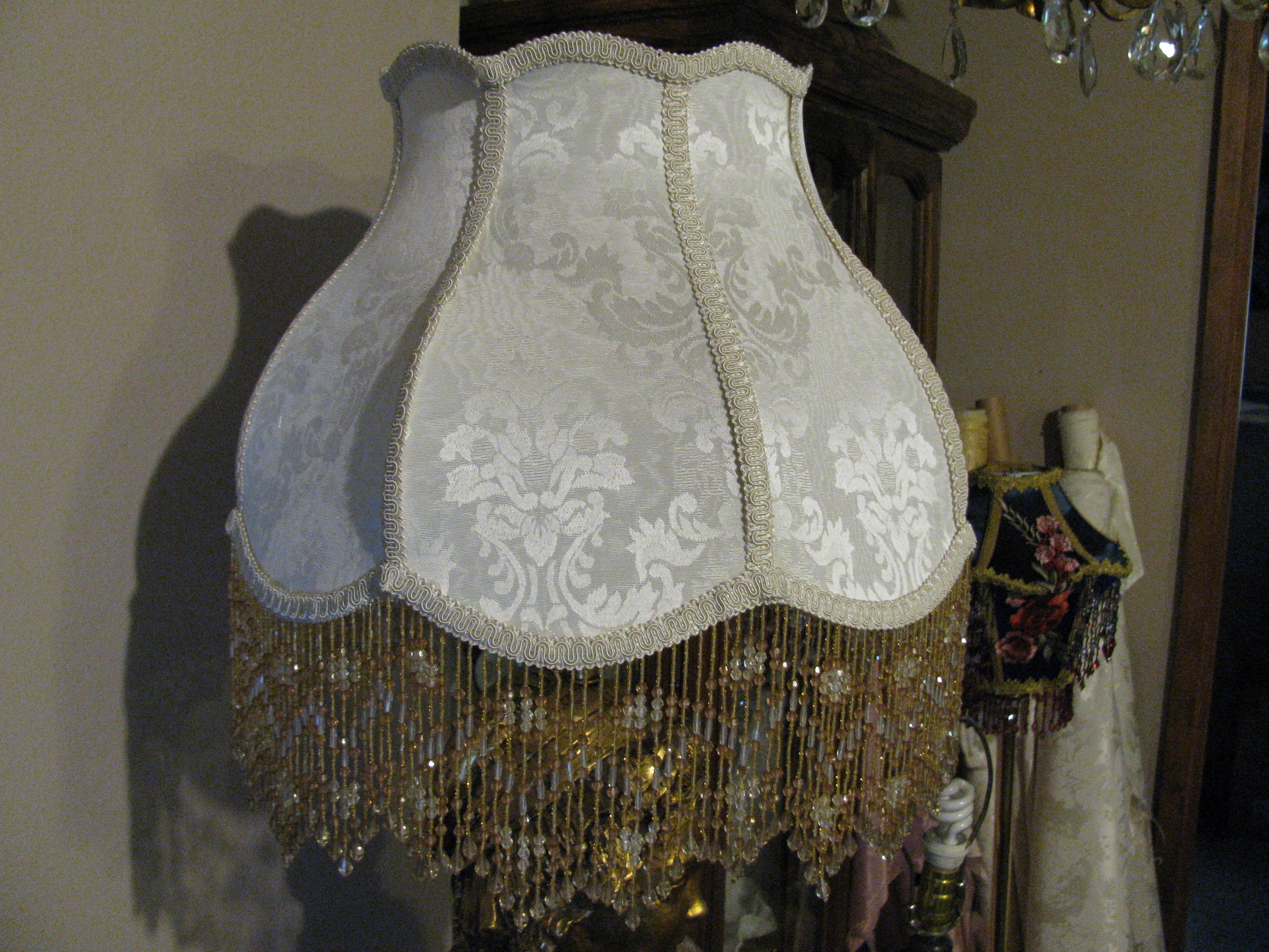 Victorian French Large Lamp Shade "ivory" Bead Fringe Nice! - Etsy