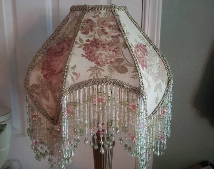 Victorian French Medium Lamp Shade "princess" Waverly Norfolk Rose Bead ...