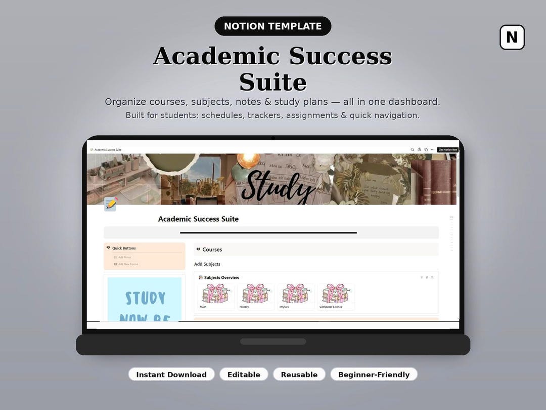 Academic Success Suite Notion Template Student Dashboard Study Planner ...