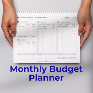 Monthly Budget Dashboard Printable • One-page Planner • Minimalist ...