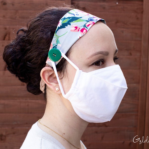 Headband With Buttons For Mask Etsy