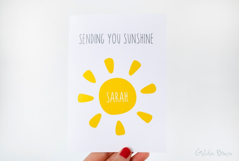 Sending You Sunshine Card, Personalised Sunshine Greeting Card, Special ...