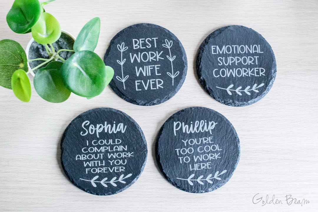 Coworker Christmas Gift, Slate Coaster, Funny Co-worker Christmas Gift ...